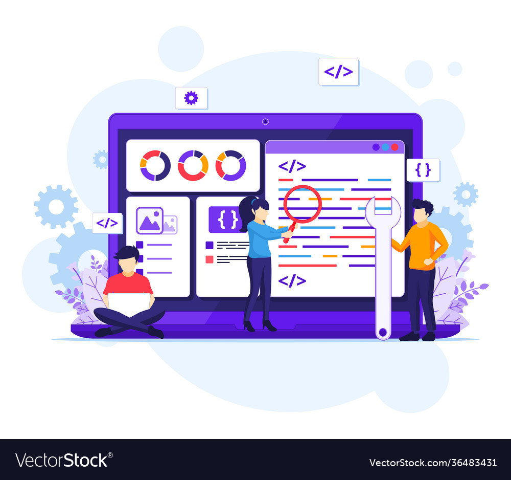 Software development concept people work Vector Image