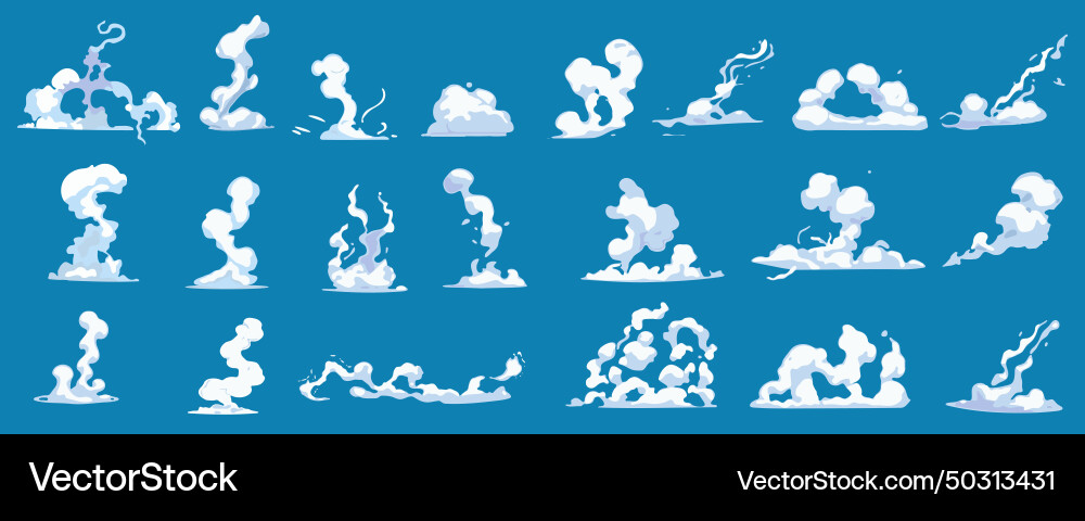 Steam clouds mega set in cartoon graphic design Vector Image