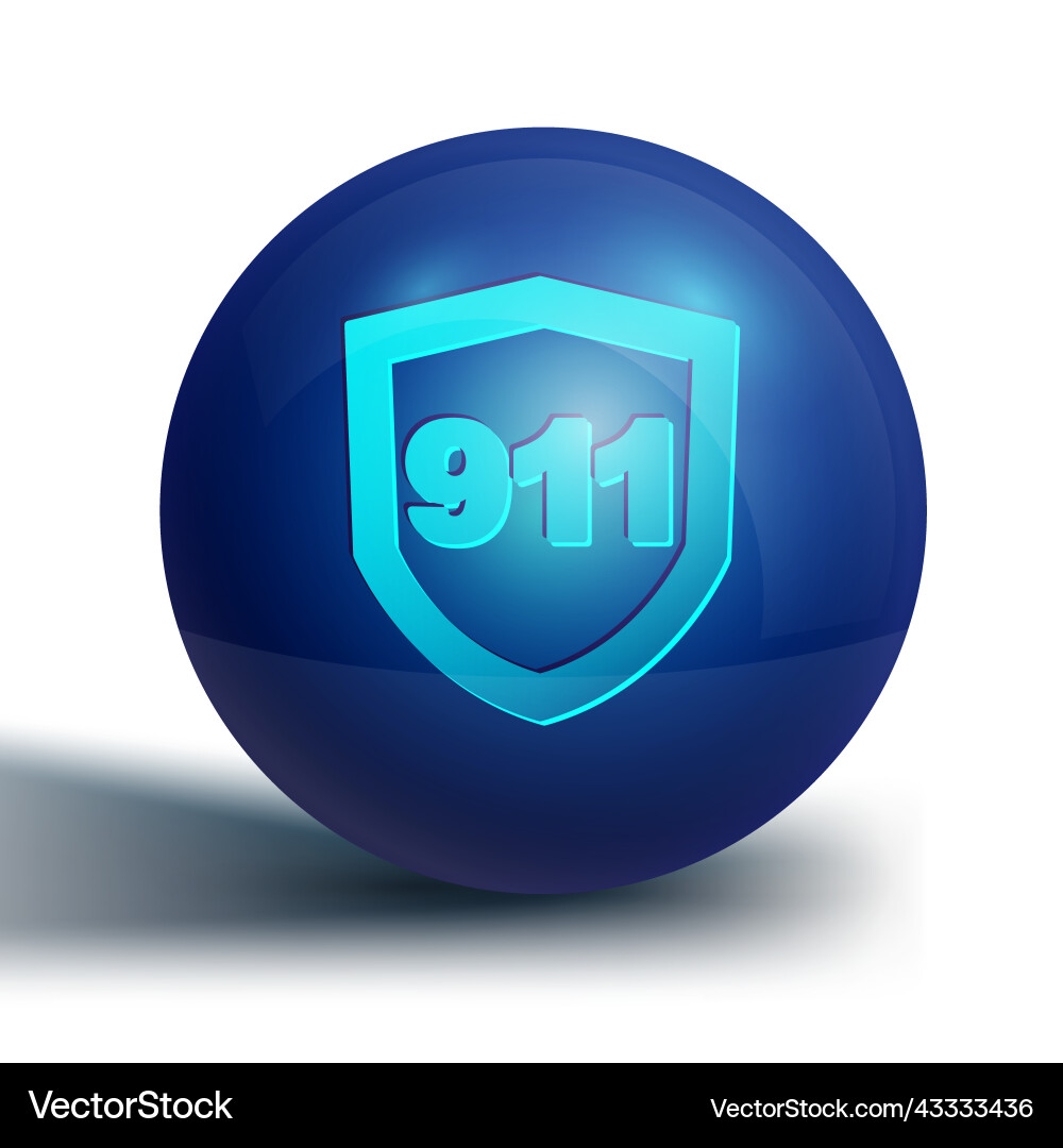 Blue telephone with emergency call 911 icon Vector Image