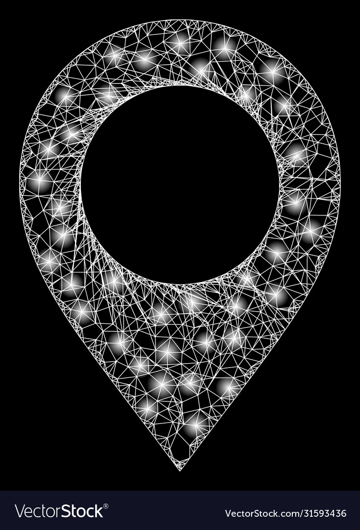 Bright web mesh map pointer with lightspots Vector Image