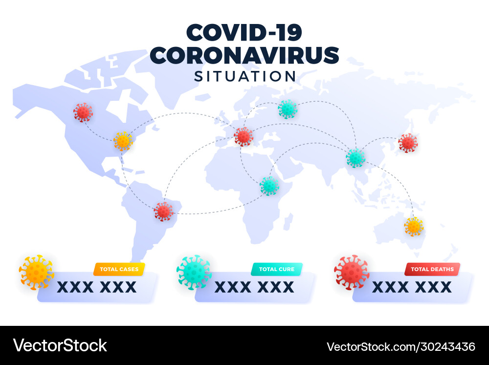 Covid19-19 covid19 19 map confirmed cases cure Vector Image