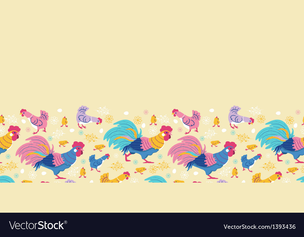 Fun chickens horizontal seamless pattern Vector Image