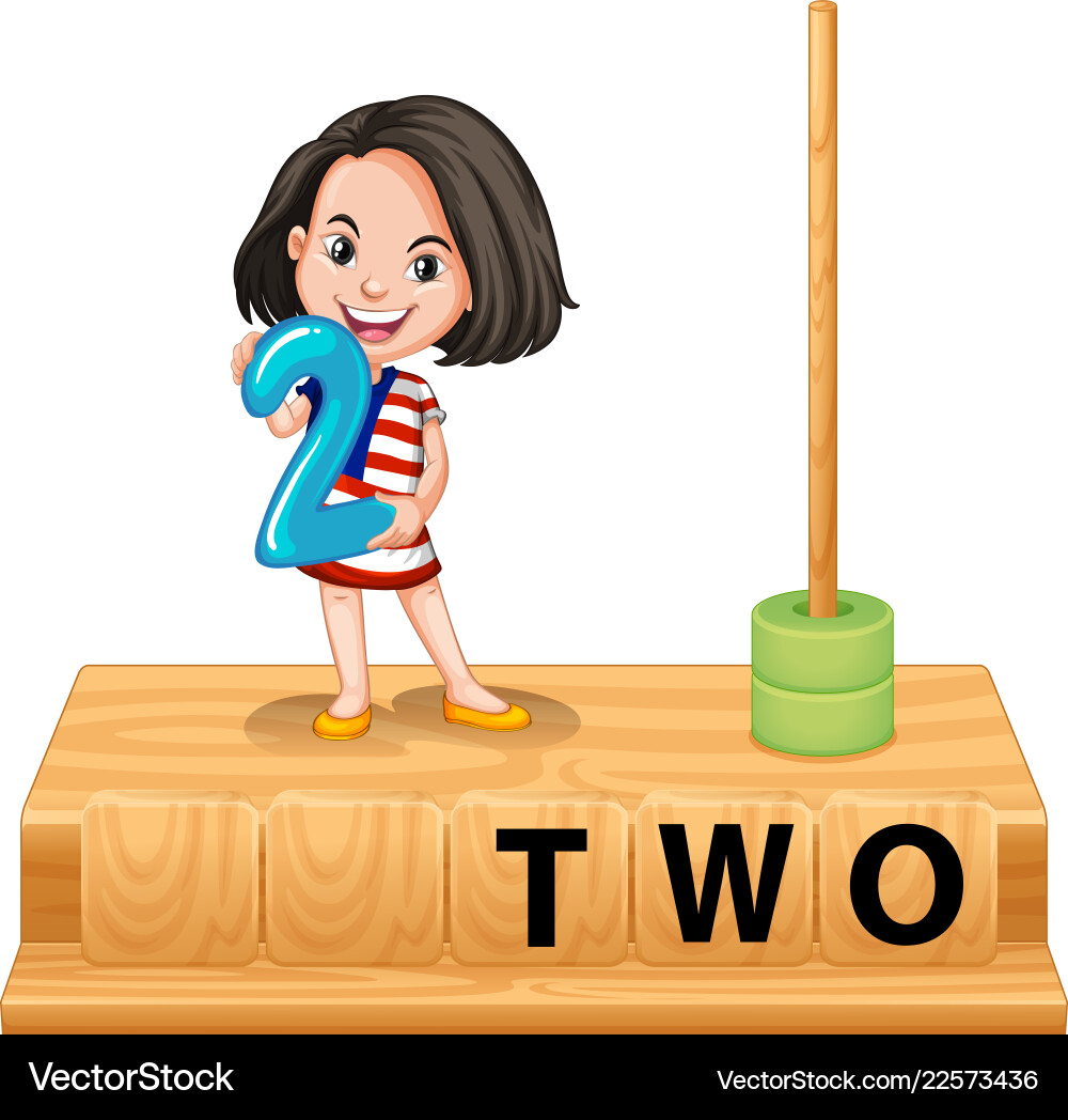 Girl holding number two scene Royalty Free Vector Image