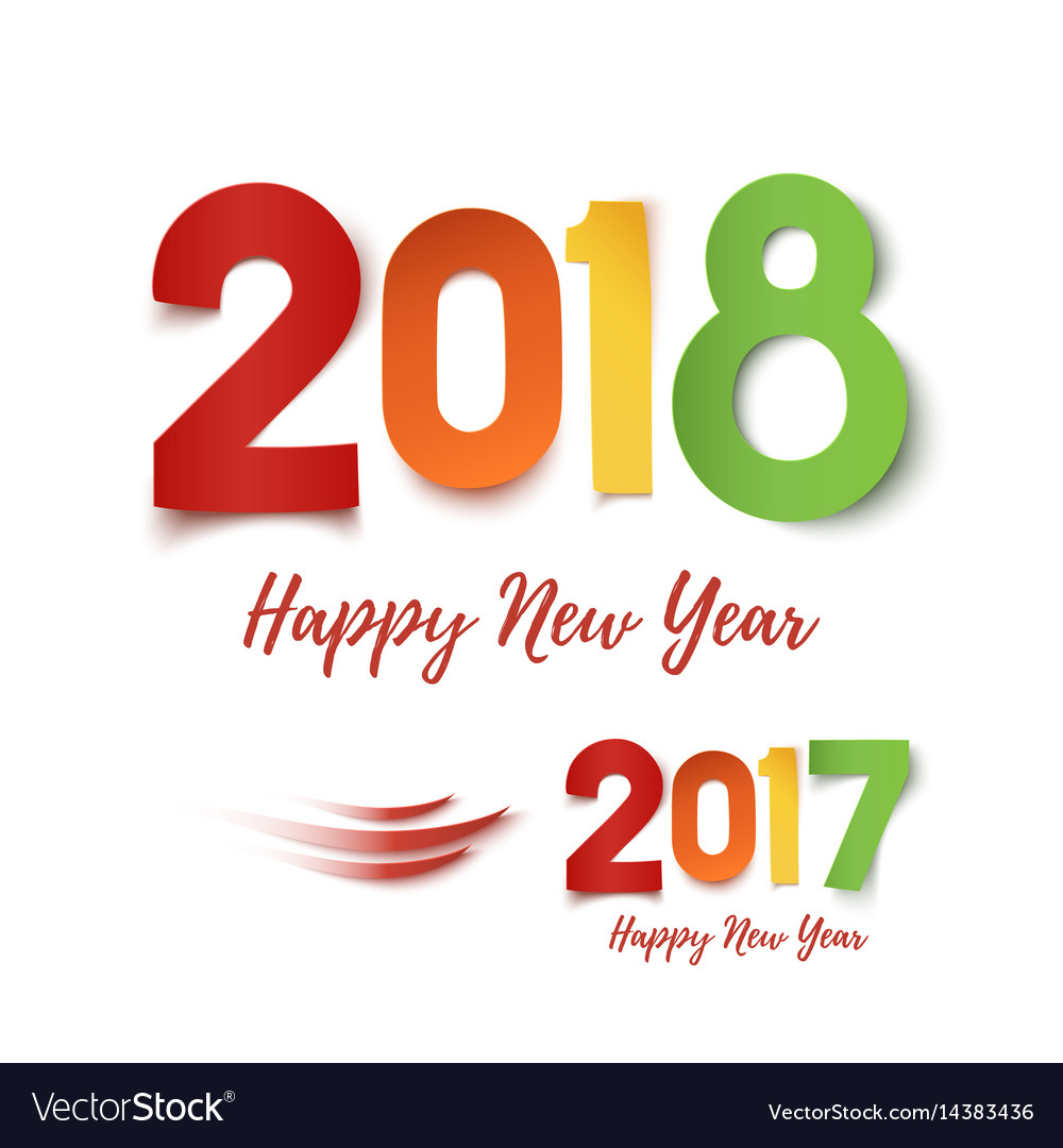 Happy new year 2017- 2018 colorful design Vector Image