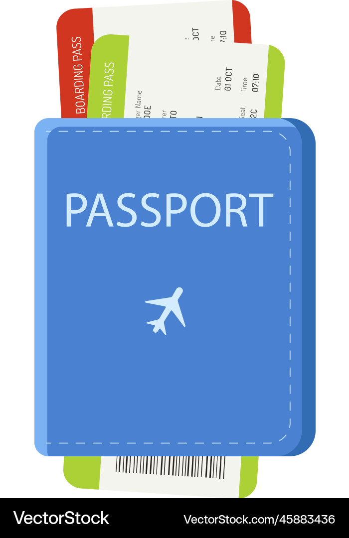 Isolated passport with boarding passes Royalty Free Vector