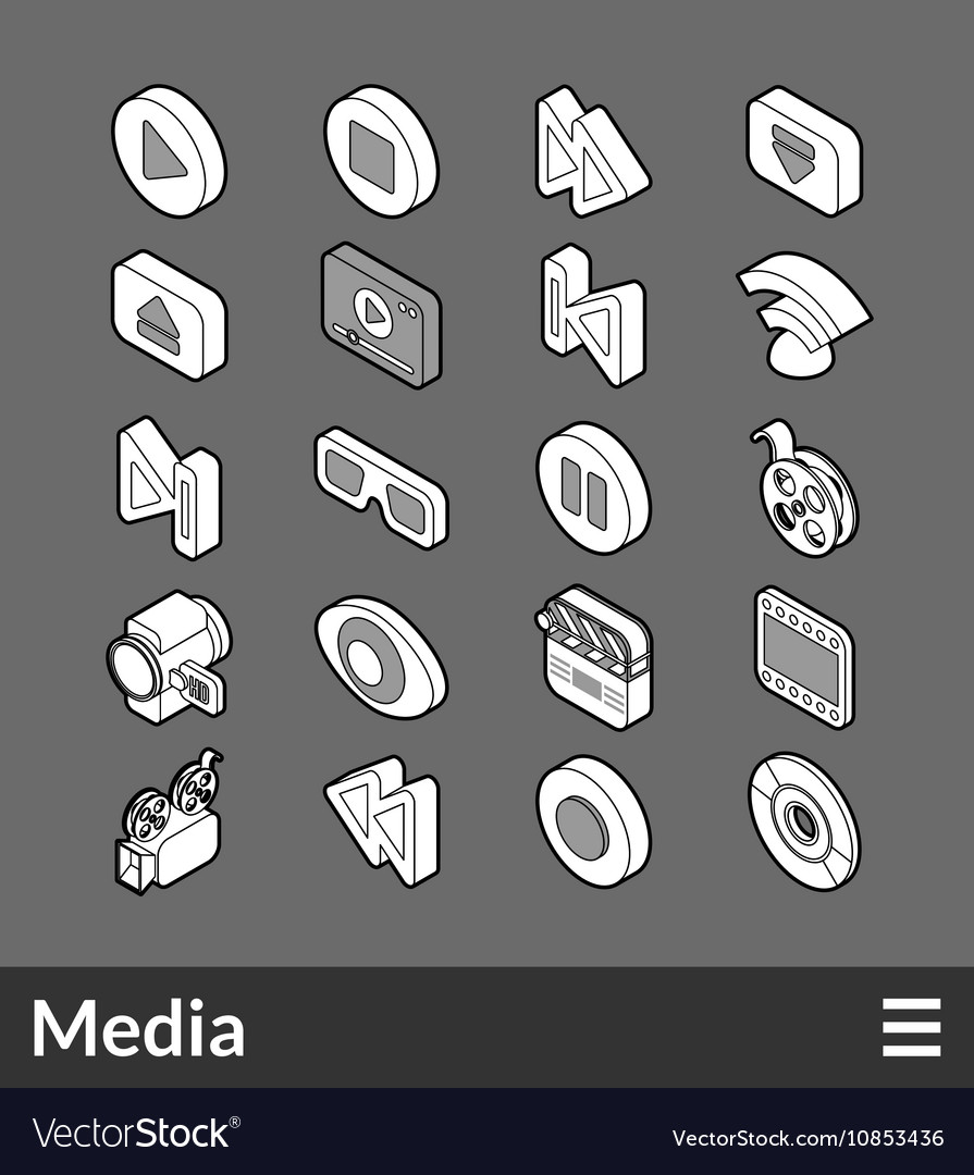 Isometric outline icons set Royalty Free Vector Image