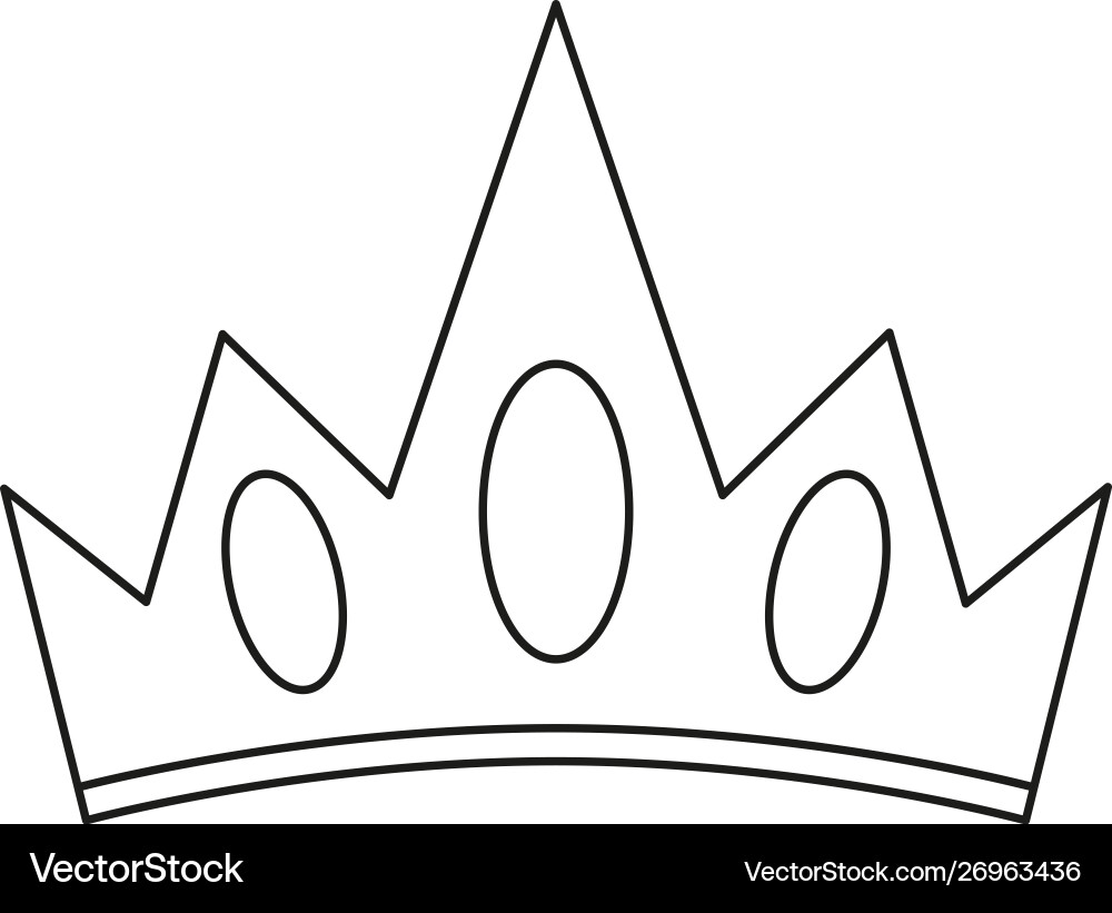 Line art black and white tiara Royalty Free Vector Image
