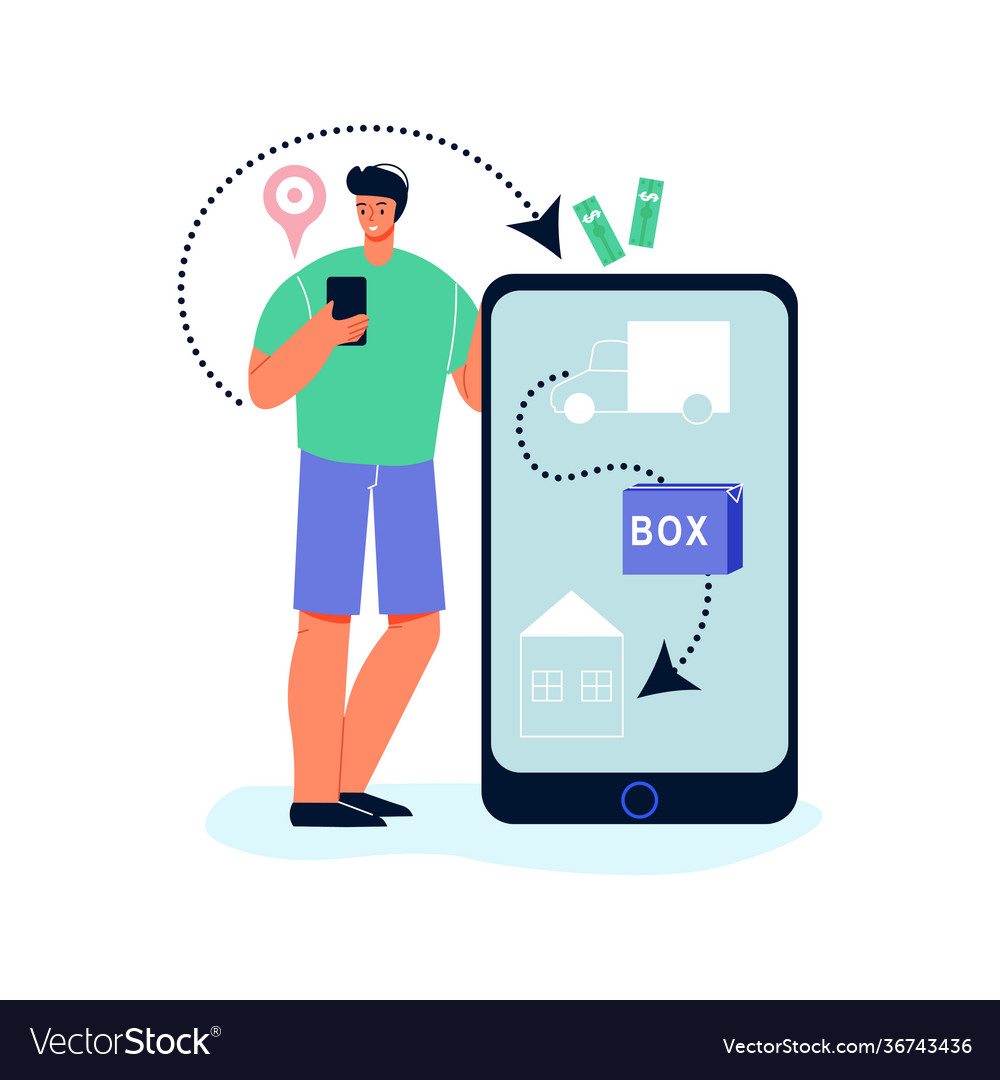 Parcel tracking app composition Royalty Free Vector Image