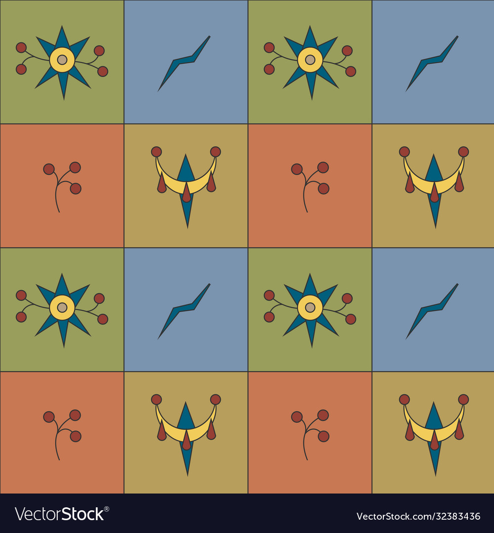 Pattern symbols inside squares Royalty Free Vector Image