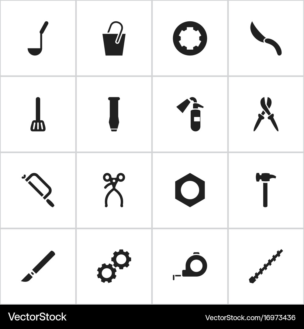 Set of 16 editable apparatus icons includes Vector Image