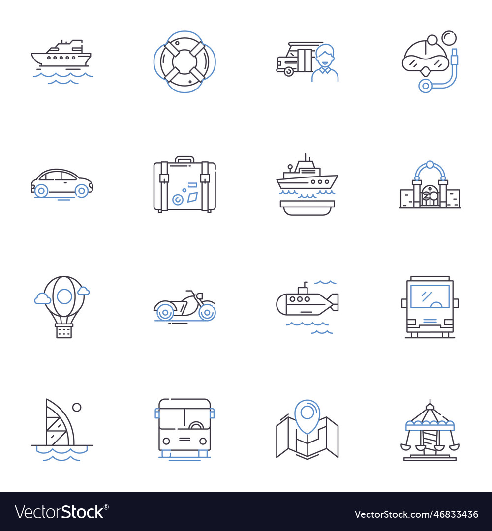Wandering line icons collection roaming trekking Vector Image