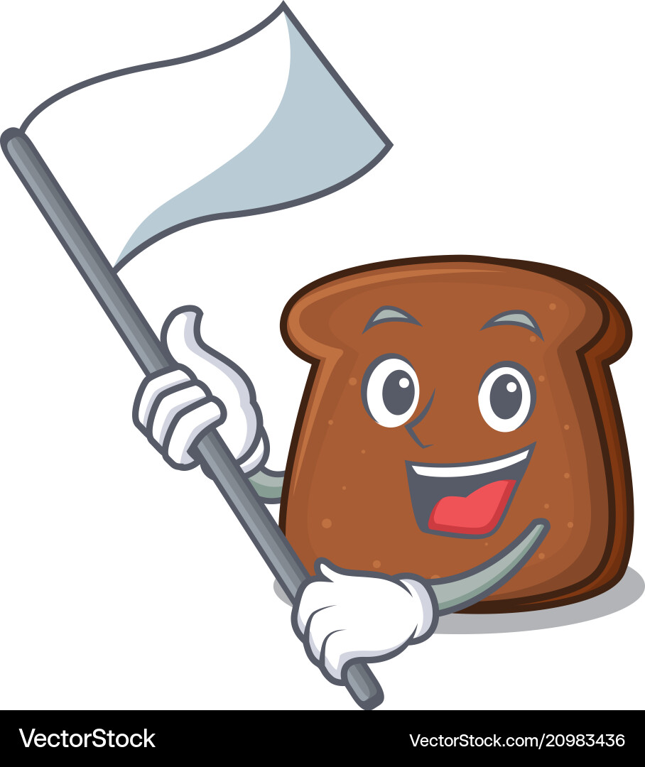 With flag brown bread mascot cartoon Royalty Free Vector