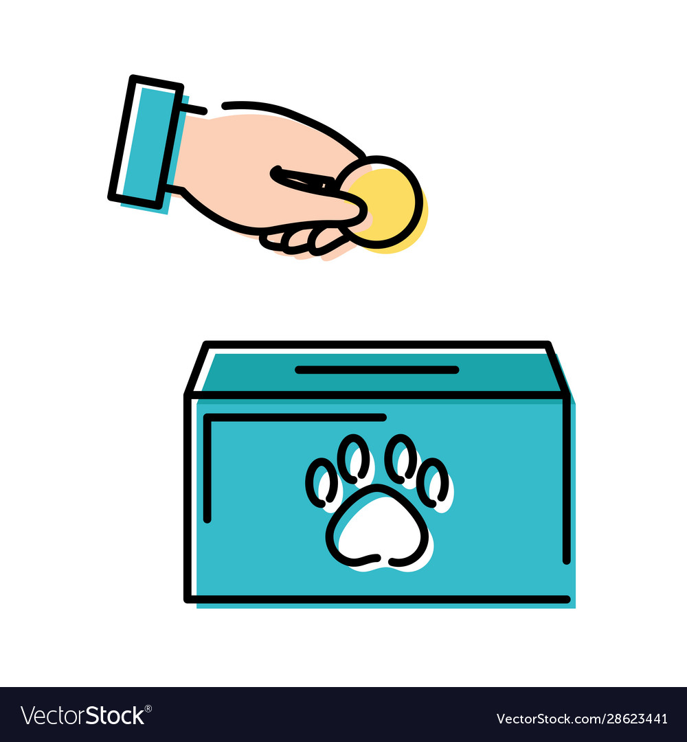 Donation urn with paw print mascot Royalty Free Vector Image