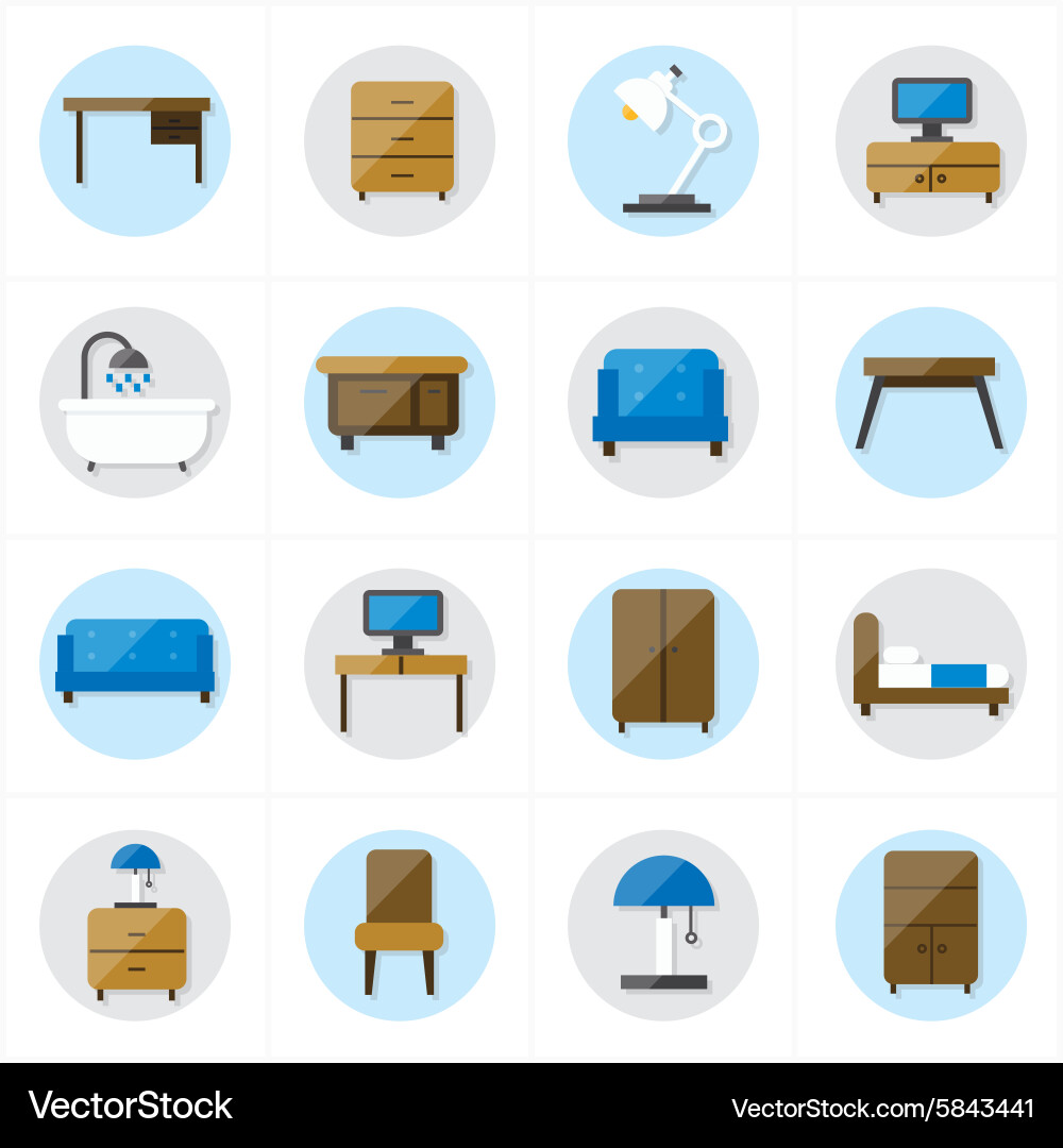 Flat icons for furniture Royalty Free Vector Image