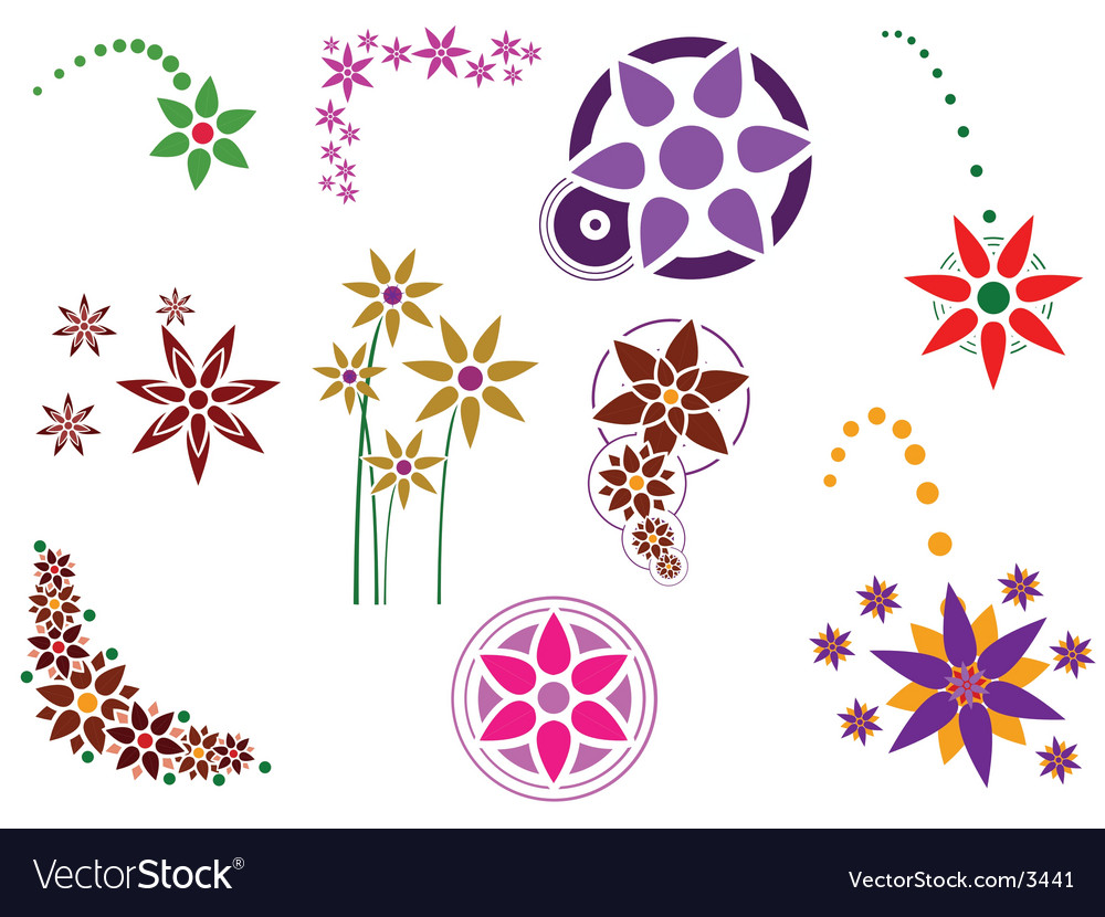 Flower elements Royalty Free Vector Image - VectorStock