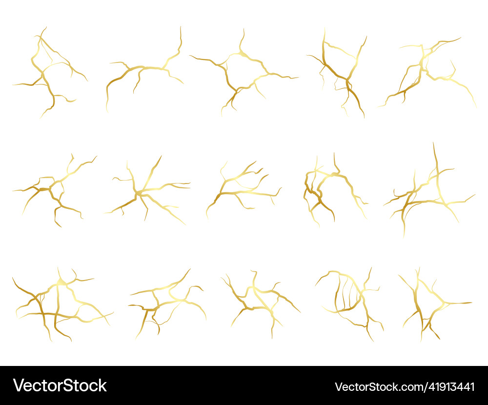 Golden cracks effect japanese kintsugi mosaic Vector Image