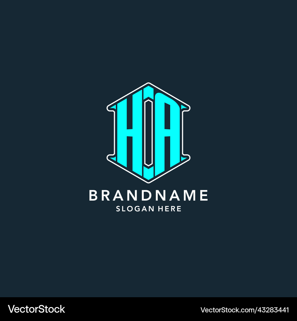 Letter ha logo with hexagon shape geometric style Vector Image