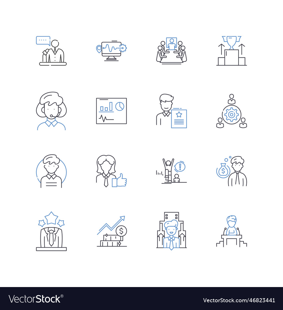 Listener delight line icons collection Royalty Free Vector