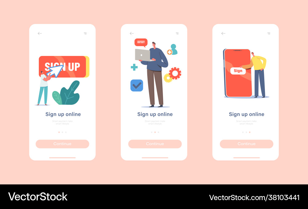 New user online registration and sign up mobile Vector Image