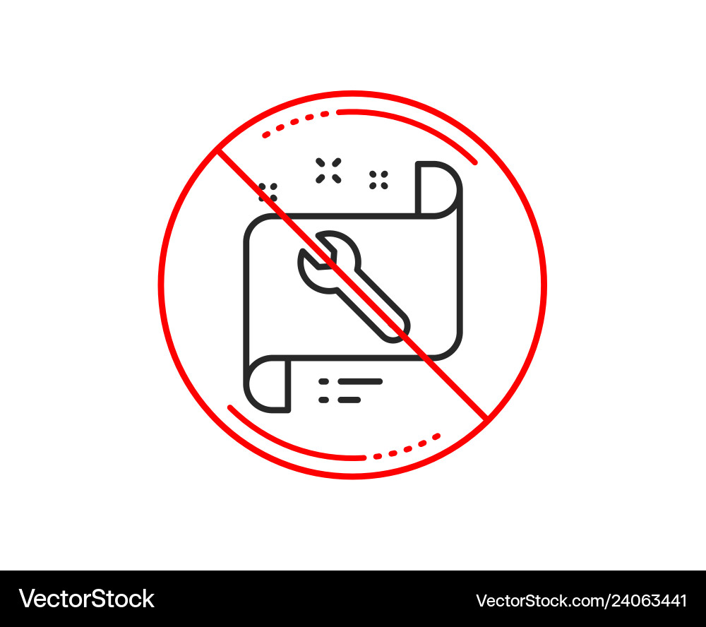 No or stop sign spanner tool line icon repair Vector Image