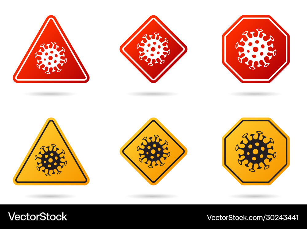 Set coronavirus road sign corona virus Royalty Free Vector