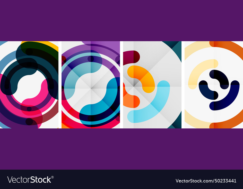 Set of line design circle posters Royalty Free Vector Image