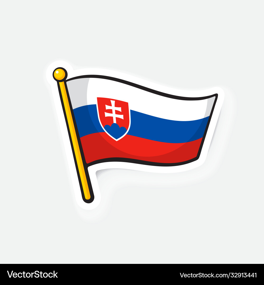 Sticker flag slovakia on flagstaff Royalty Free Vector Image