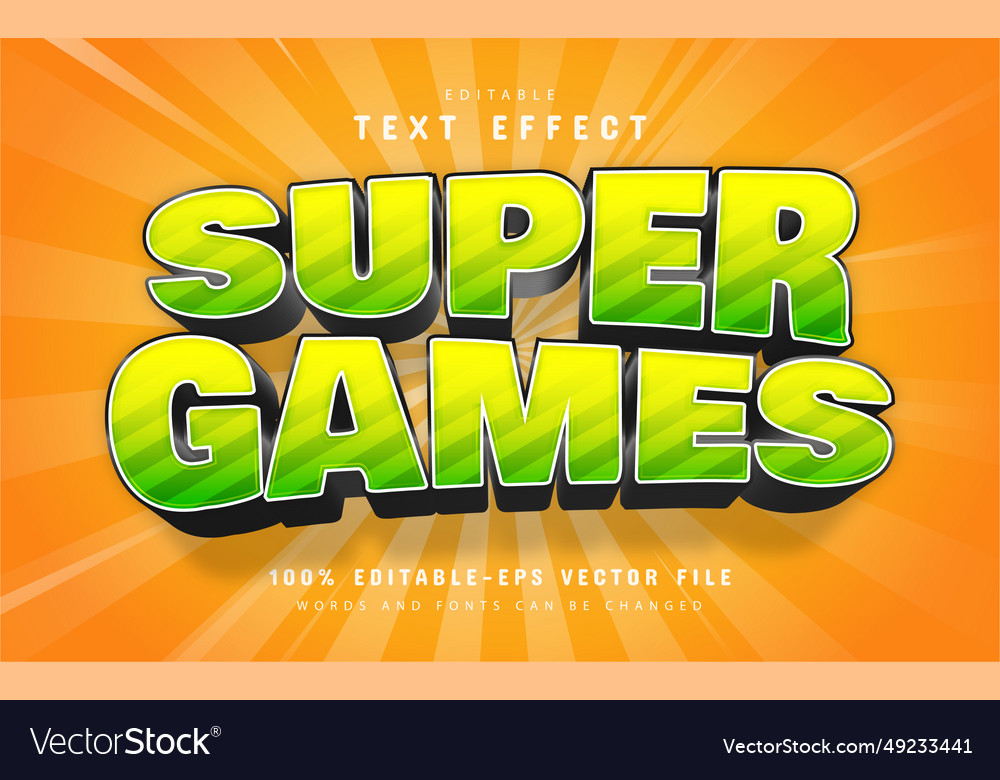 Super games text effect editable Royalty Free Vector Image