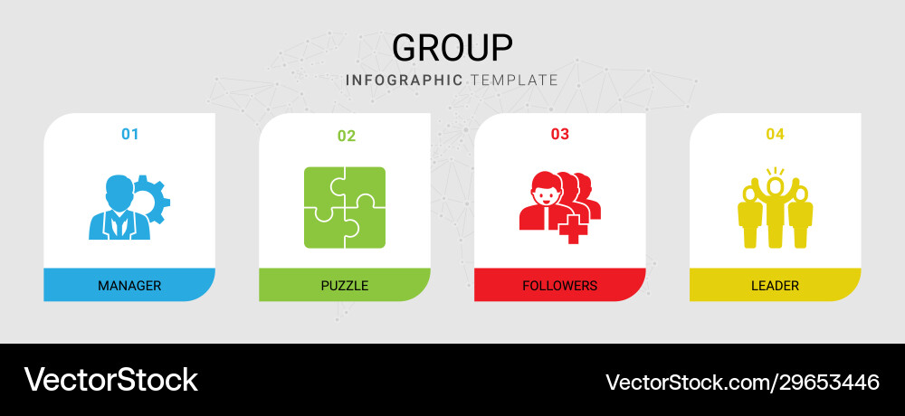 4 group filled icons set isolated on infographic Vector Image