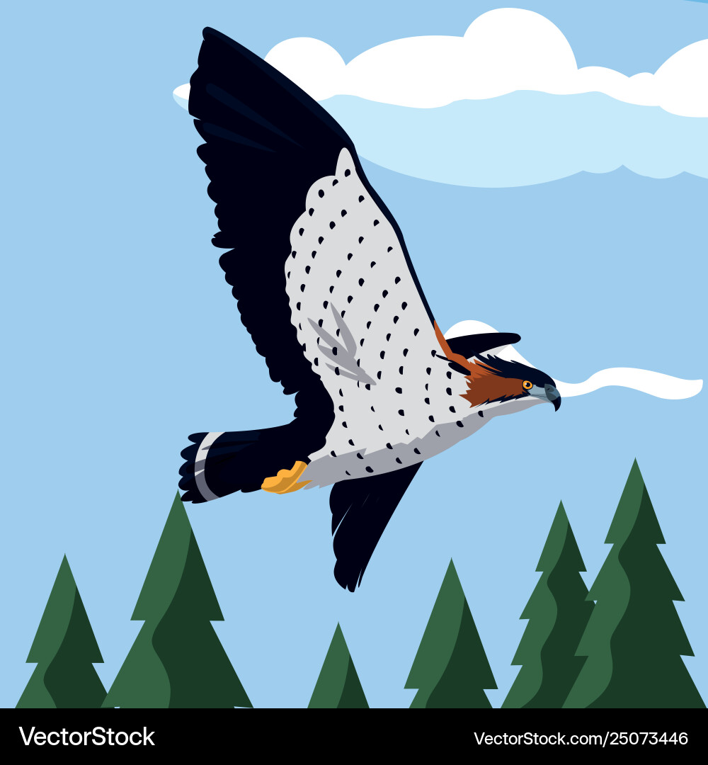 Beautiful hawk flying majestic bird Royalty Free Vector