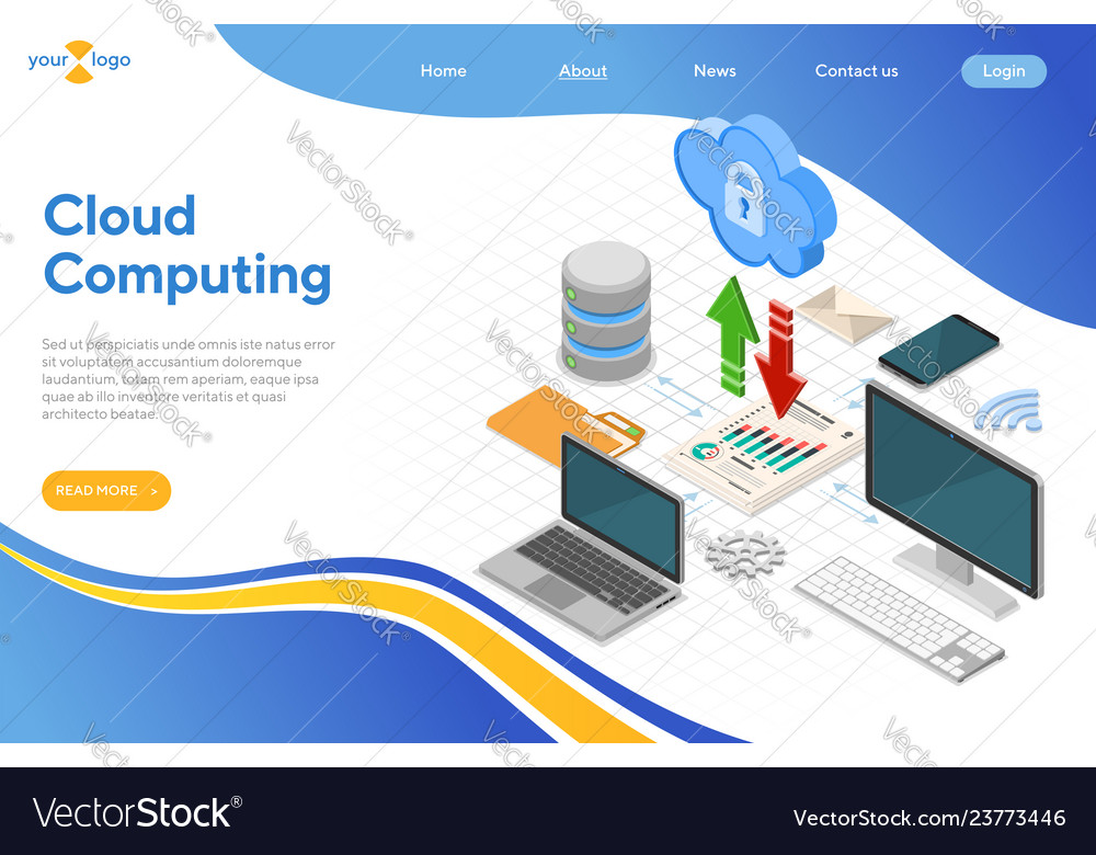 Cloud Computing Technology Isometric Royalty Free Vector