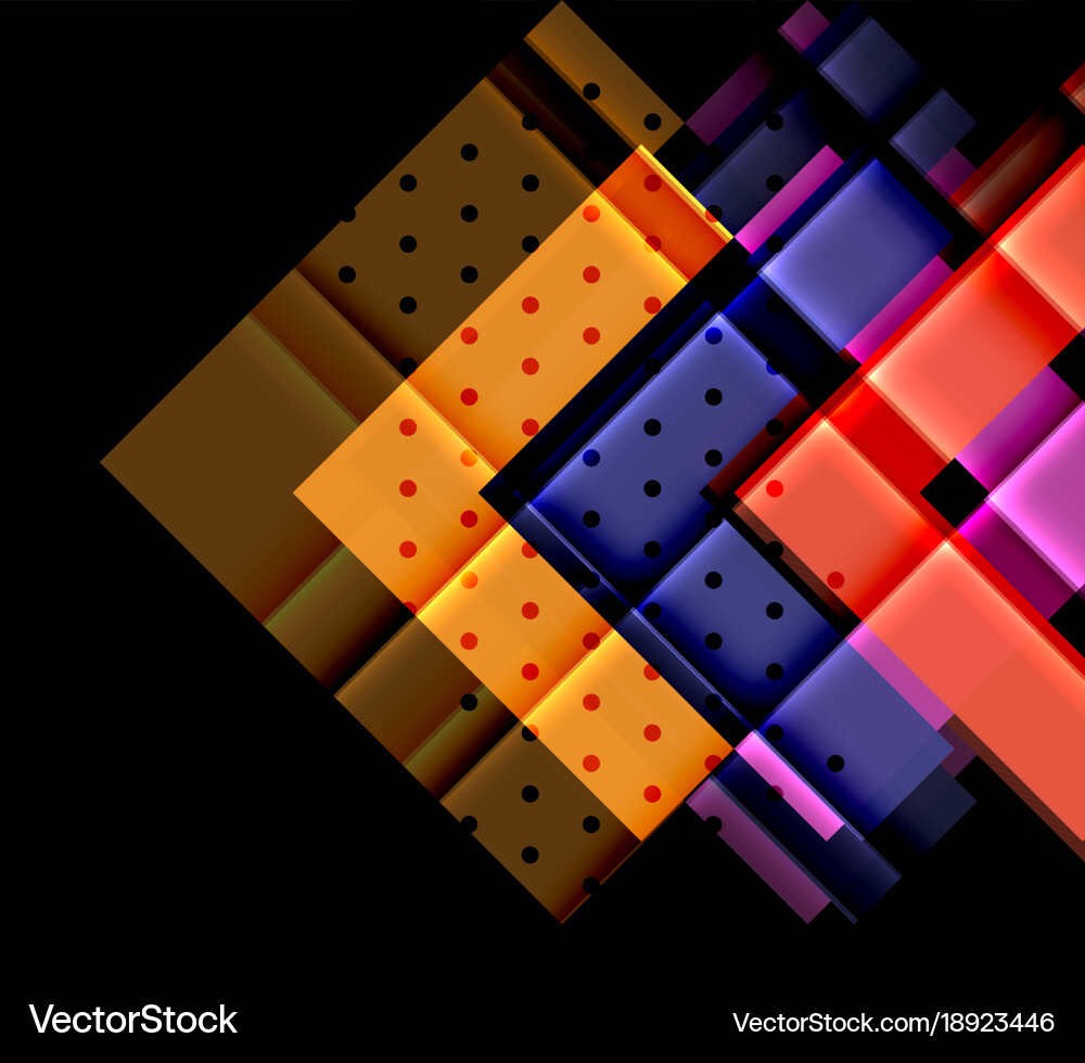 Colorful triangles and arrows on dark background Vector Image