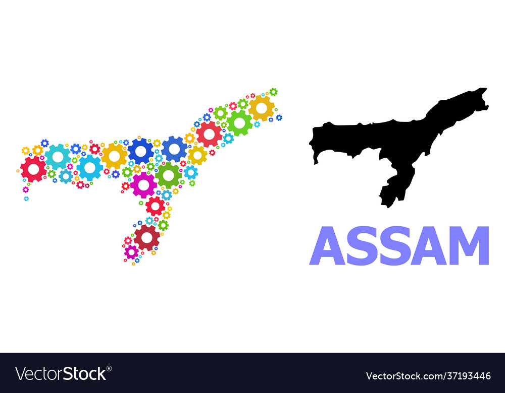 Engineering composition map assam state Royalty Free Vector