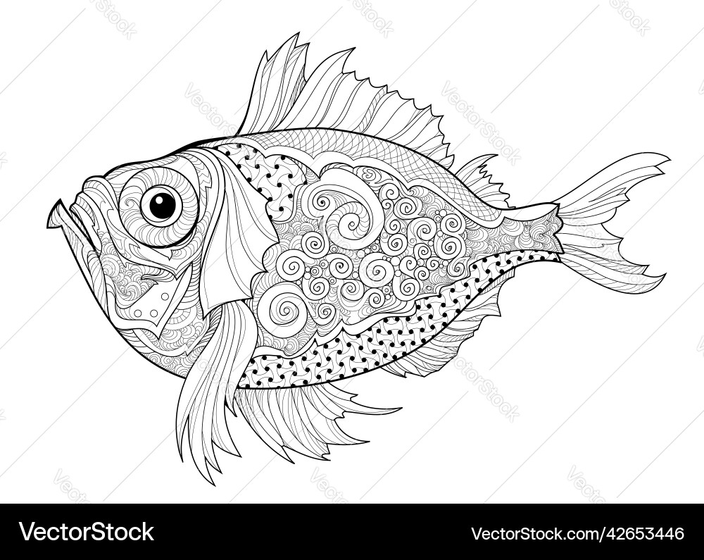 Fantastic fish coloring book for children Vector Image