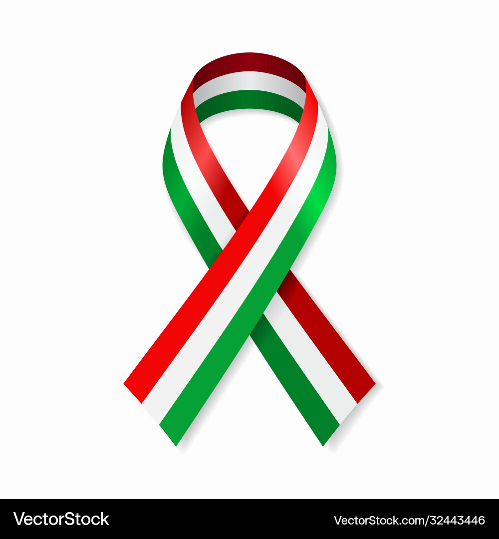 Hungarian flag stripe ribbon on white background Vector Image
