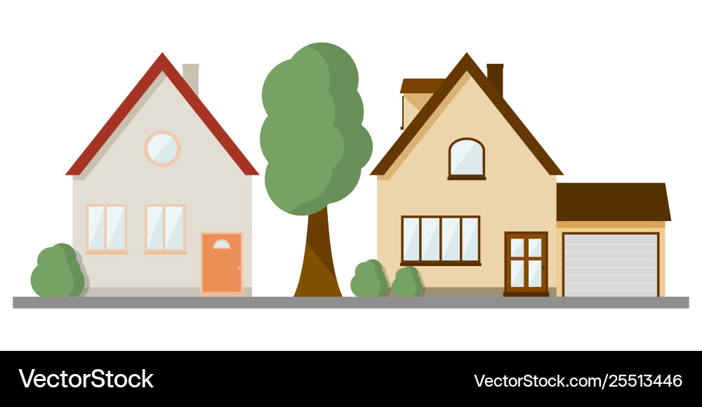 Image two different private two-story Royalty Free Vector