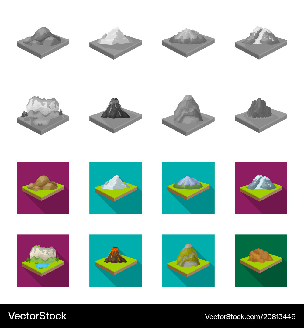 Mountains rocks and landscape relief and Vector Image