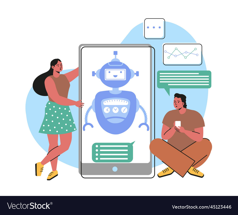 Online chat bot concept Royalty Free Vector Image