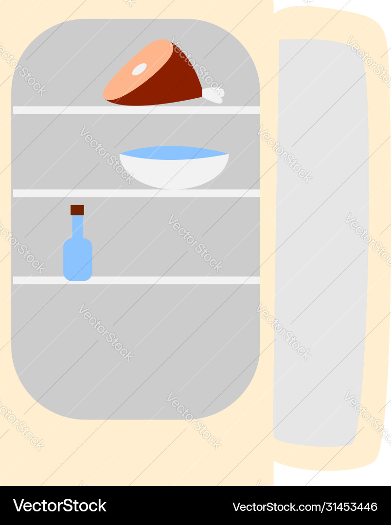 Open fridge on white background Royalty Free Vector Image