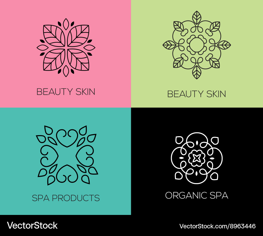 Set of abstract lineart linear simple design Vector Image