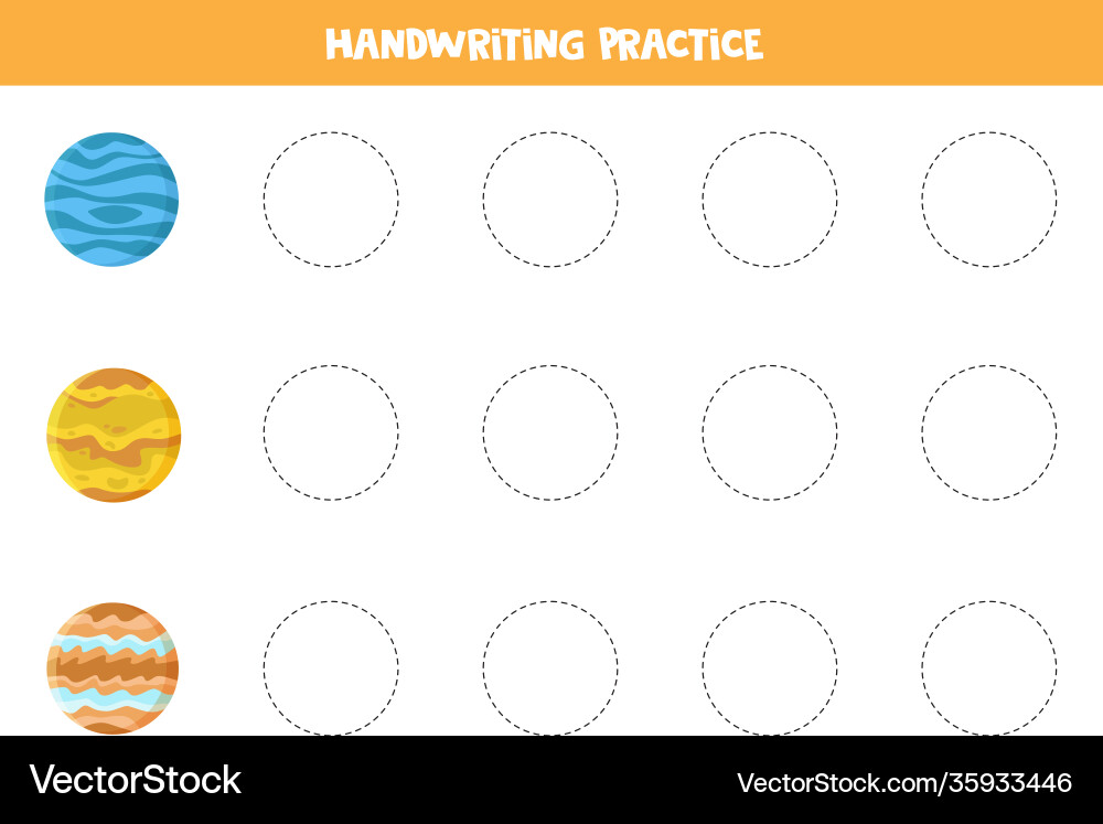 Tracing contours page with cartoon planets Vector Image