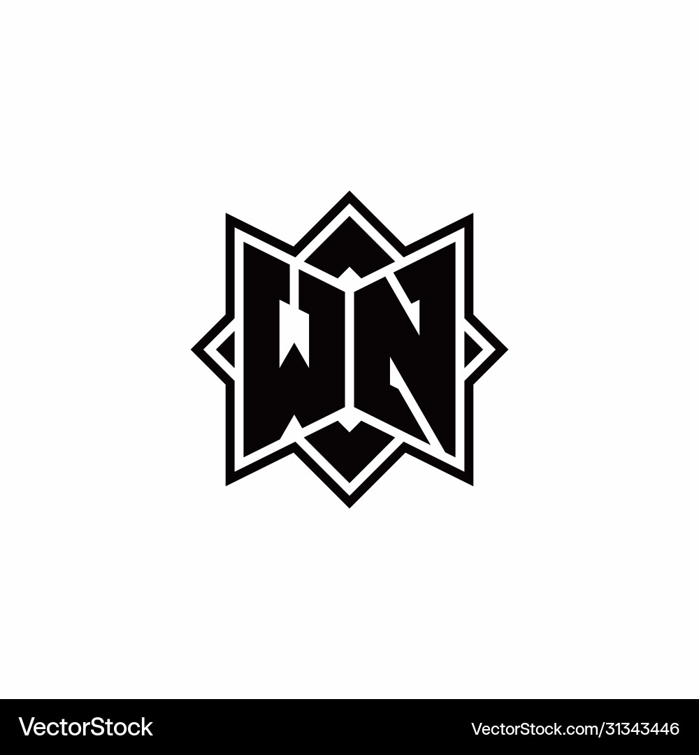 Wn monogram logo with square rotate style outline Vector Image