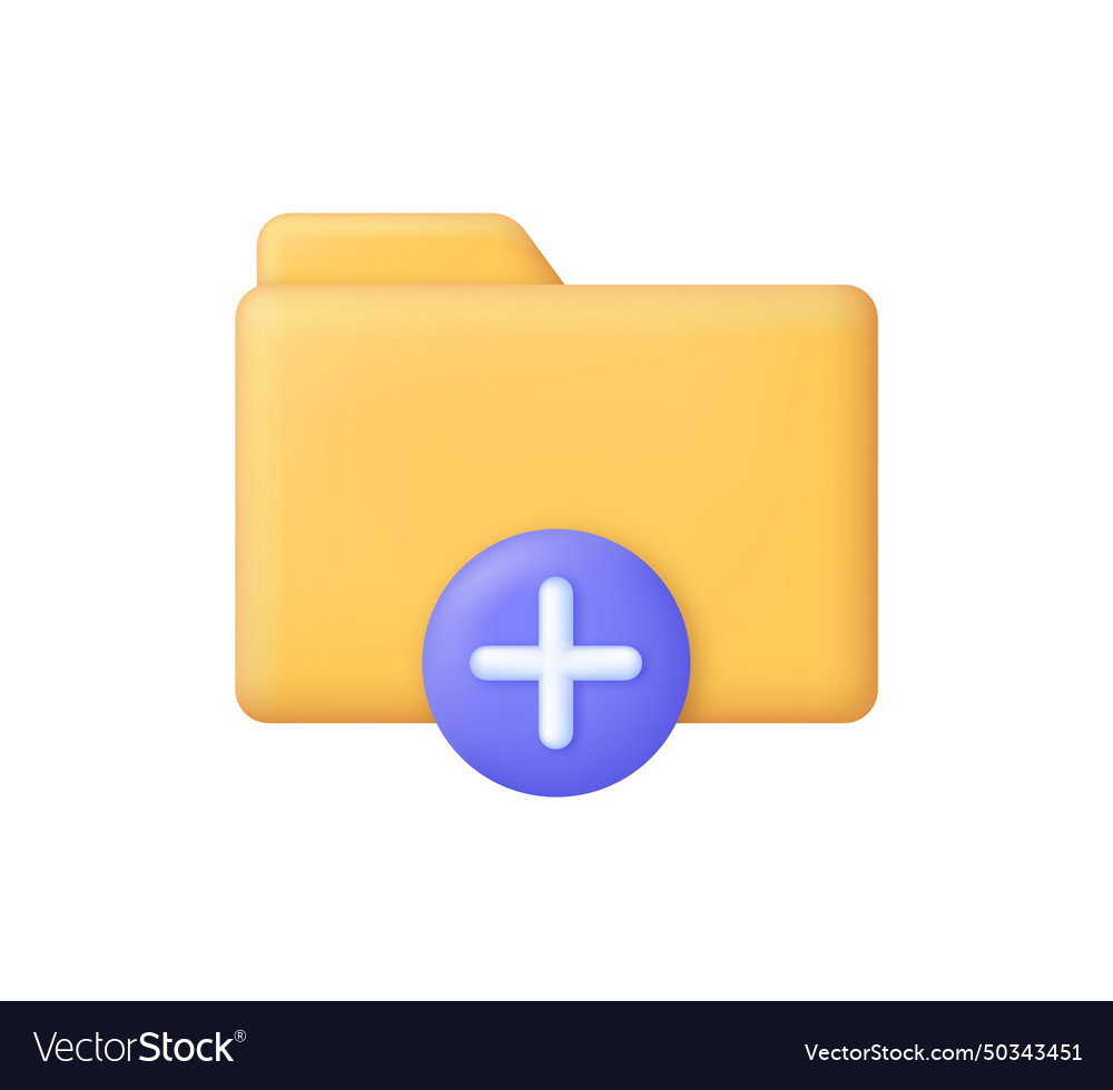 3d add folder Royalty Free Vector Image - VectorStock