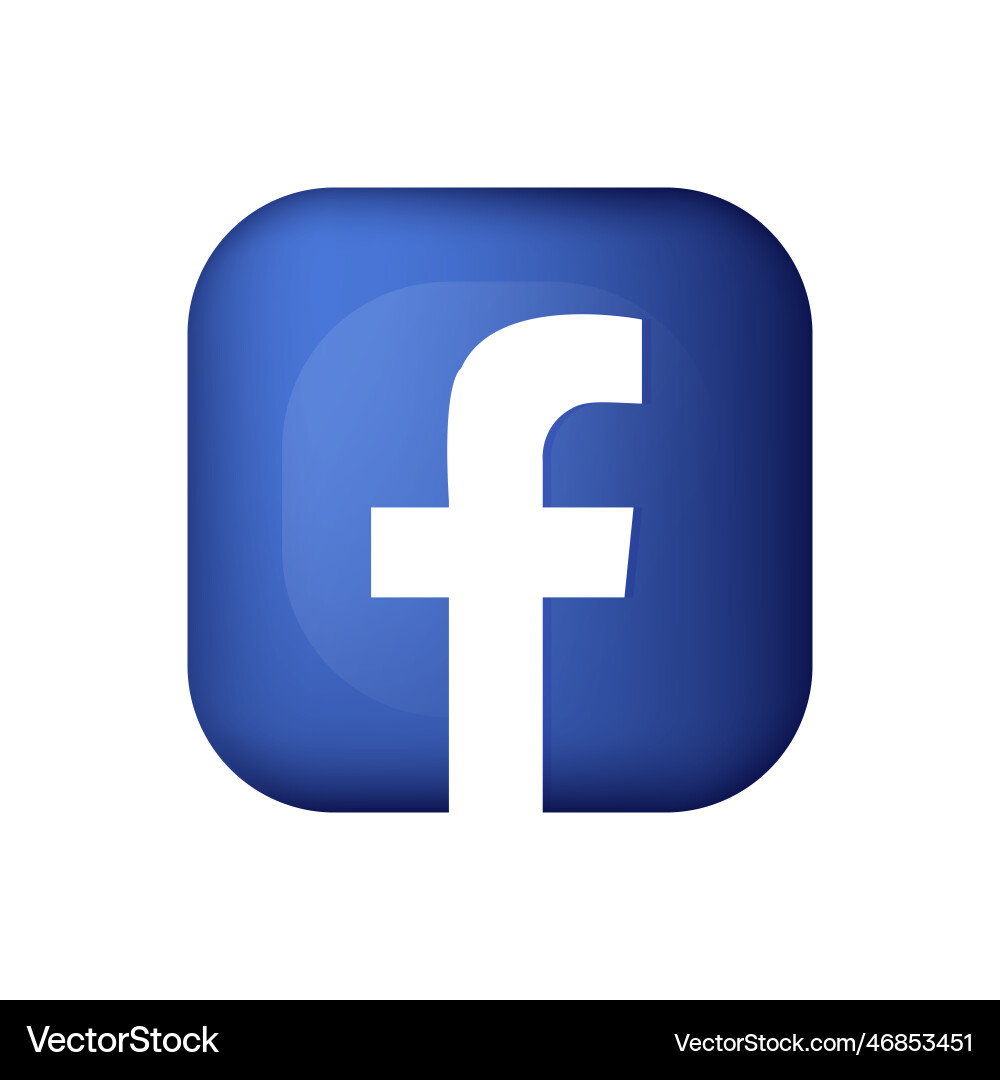 3d facebook icon for social media Royalty Free Vector Image