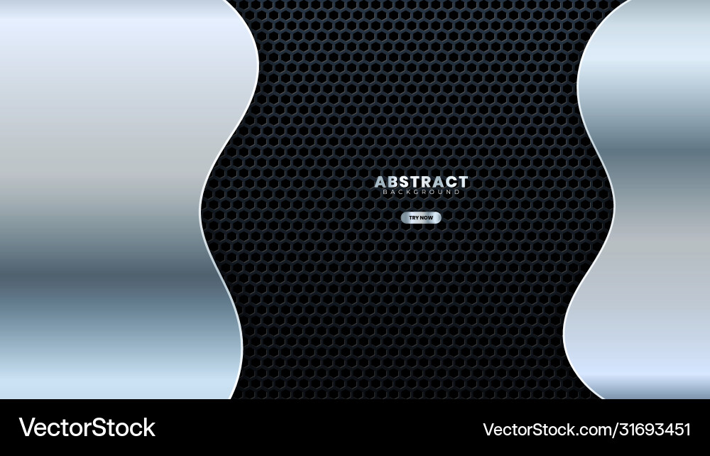 Abstract silver line banner on dark grey metallic Vector Image