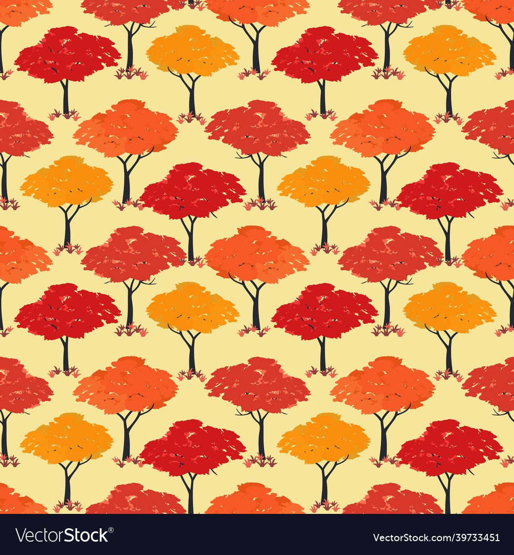 Autumn maple trees fall season seamless pattern Vector Image
