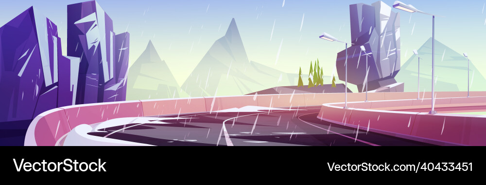 Car road in mountains at winter Royalty Free Vector Image