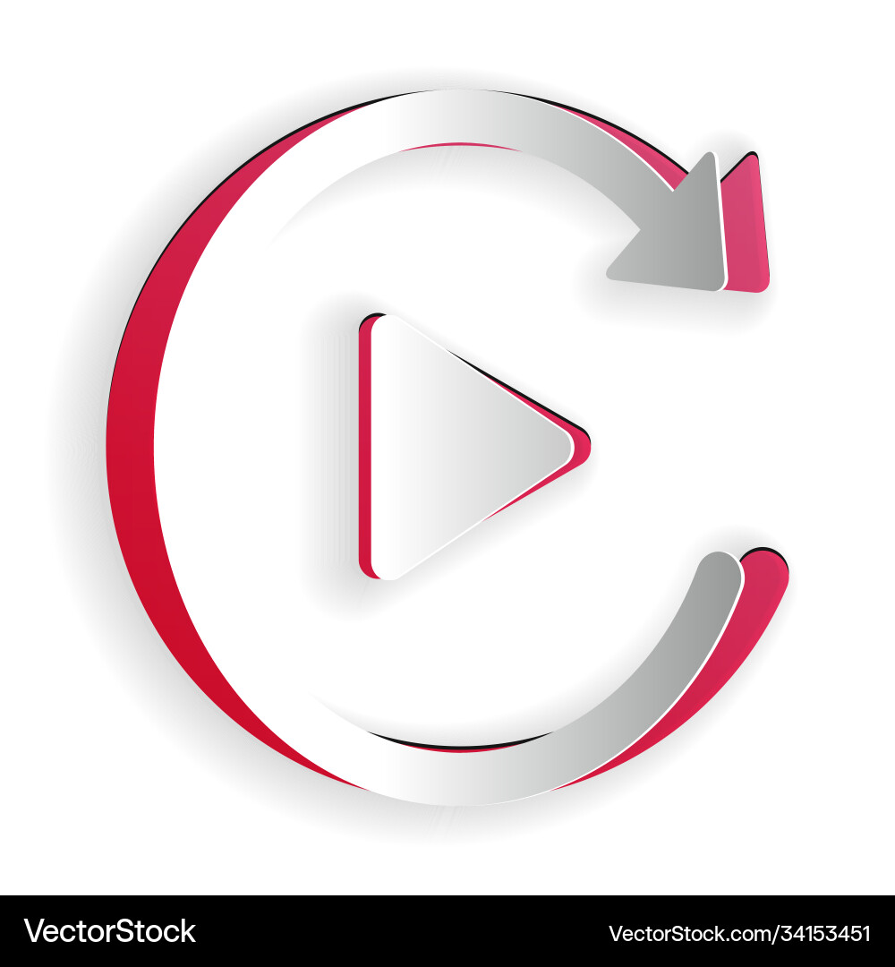 Paper cut video play button like simple replay Vector Image