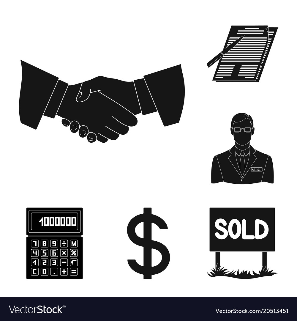Realtor agency black icons in set collection Vector Image