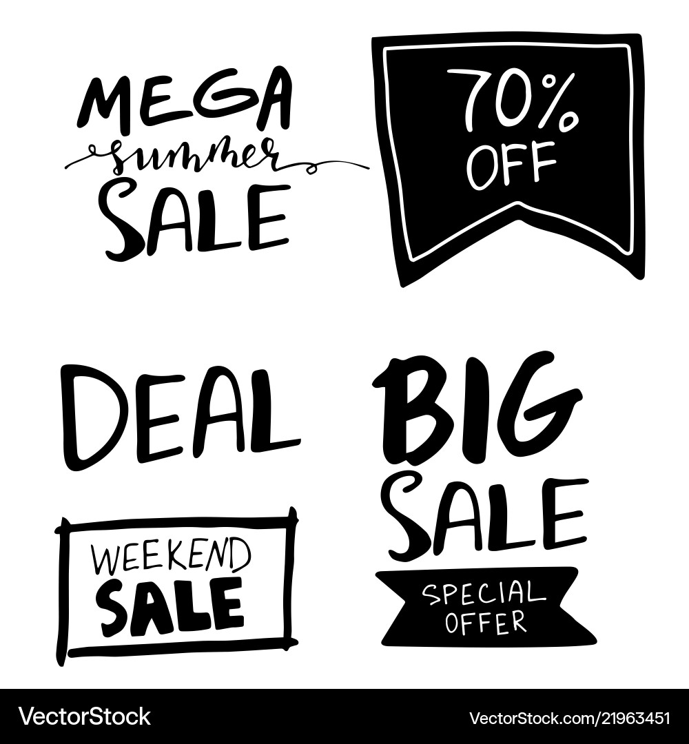 Sale hand drawn word tag Royalty Free Vector Image